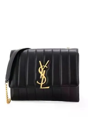 Saint Laurent Vicky Vertical Quilted Leather Medium Crossbody Bag - Black
