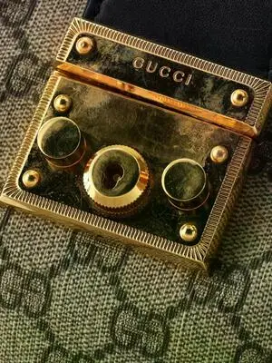 Gucci Padlock Chain Tote Gg Coated Canvas With Leather Small Shoulder Bag