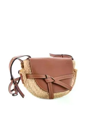 Loewe Gate Leather With Raffia Small Shoulder Bag