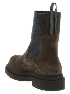 Brunello Cucinelli Precious Loop Detail' Ankle Boots - Brown