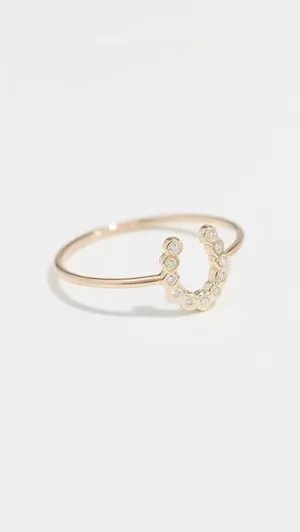 Zoe Chicco 14k Bezel Diamond Horseshoe Ring - Gold