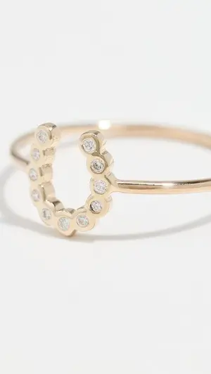 Zoe Chicco 14k Bezel Diamond Horseshoe Ring