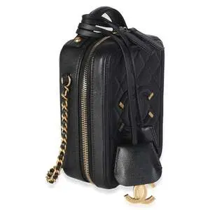 Chanel Quilted Caviar North South Filigree Vanity Case