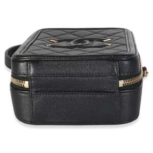 Chanel Quilted Caviar North South Filigree Vanity Case