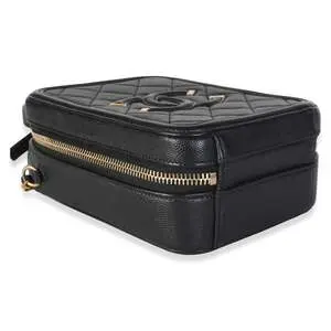 Chanel Quilted Caviar North South Filigree Vanity Case