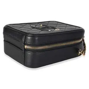 Chanel Quilted Caviar North South Filigree Vanity Case