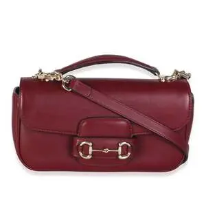 Gucci Rosso Ancora Arabella Calfskin Soft Horsebit 1955 Top Handle Bag - Red