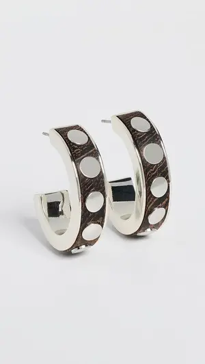 ROXANNE ASSOULIN The Studded Wood Hoop Earrings - Dark Silver/walnut