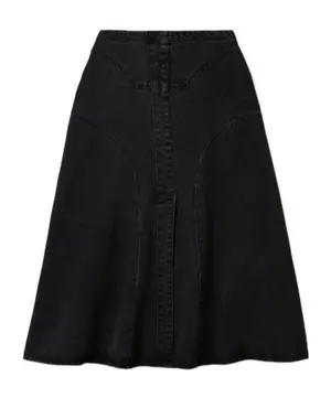 Sea Patchwork Denim Mid-length Skirt