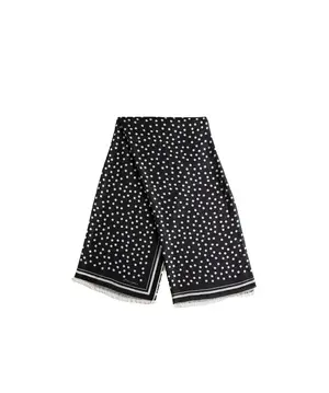Dolce & Gabbana Dolce Gabbana Polka Dot Printed Frayed Edge Scarf
