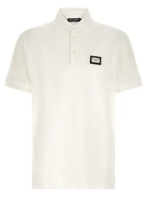 Dolce & Gabbana Logo Plate Polo Shirt - White