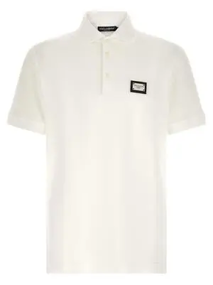 Dolce & Gabbana Logo Plate Polo Shirt - White