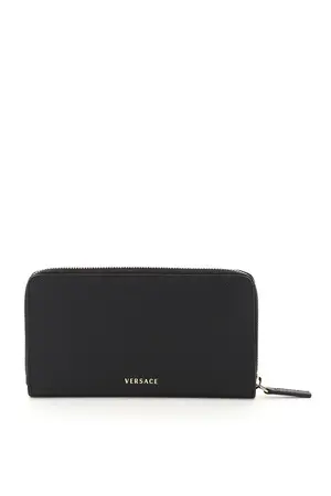 Versace Logo Detailed Zipped Wallet