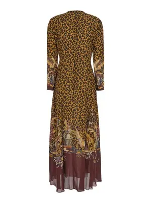 Etro Leopard-print Floral-border Maxi Dress - Brown