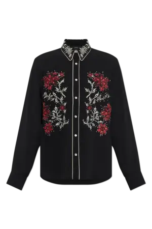 Amiri Embroidered Shirt With Shimmering Sequins - Black