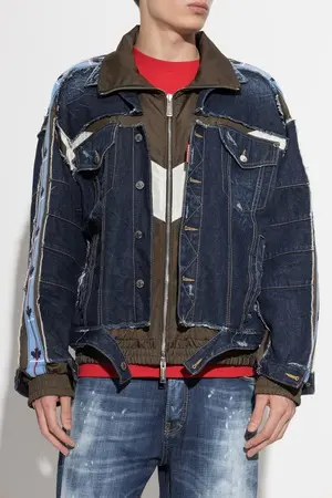 Dsquared2 Denim Jacket With Sewn-in Logo - Navy Blue