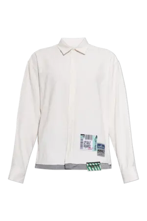 Dsquared2 Cotton Shirt With Logo Patch - Cream
