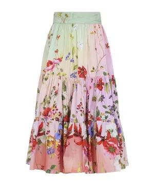 Roberto Cavalli Floral Print Skirt - Green/fuchsia