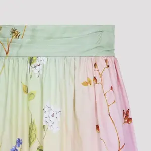 Roberto Cavalli Floral Print Skirt - Green/fuchsia