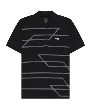 Hugo Boss Geometric-pattern Polo Shirt - Black