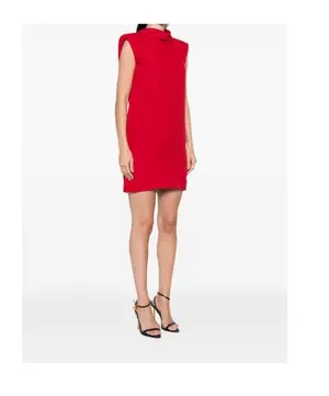 Valentino Garavani Draped Neck V-back Mini Dress - Red