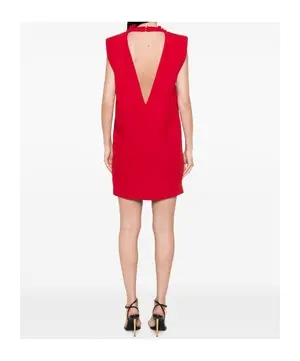 Valentino Garavani Draped Neck V-back Mini Dress - Red