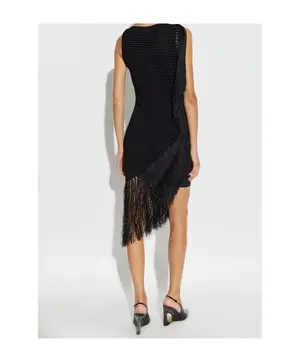 Alaïa Asymmetric Fringed Strapless Dress - Black