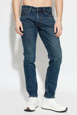 Emporio Armani Logo Plaque Tapered Jeans