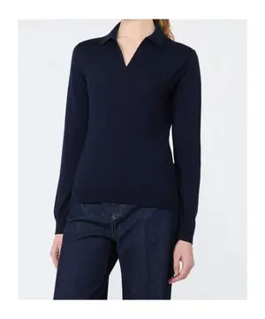 Max Mara Wkdcappa V-neck Knitted Polo Shirt - Navy Blue