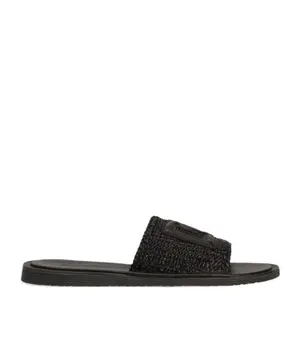 Dolce & Gabbana Dolce Gabbana Dg Patch Crochet Slippers - Black