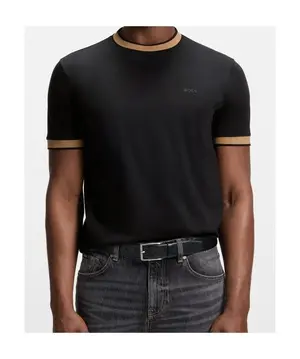 Hugo Boss Contrast-trim Slim-fit T-shirt - Black