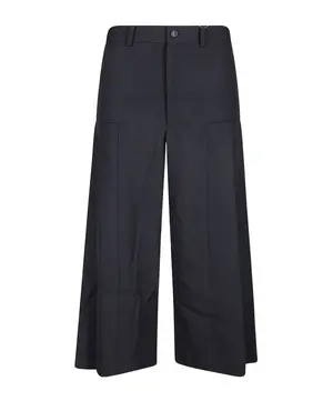 Comme Des Garçons Wide Leg Pleated Trousers - Black