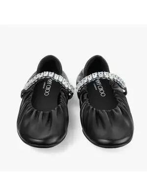 JIMMY CHOO Nappa Leather Ballet Flats With Crystal-embellished Straps