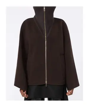 Sportmax Short Wool And Cashmere Heavy Jacket Coffee