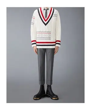 Thom Browne Merino-wool Fair Isle Cable-knit Pullover - No
