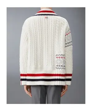 Thom Browne Merino-wool Fair Isle Cable-knit Pullover - No