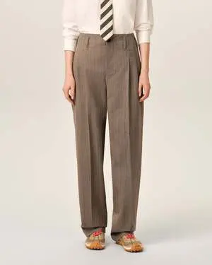 AMI Paris Wool Striped Two-pleats Trousers