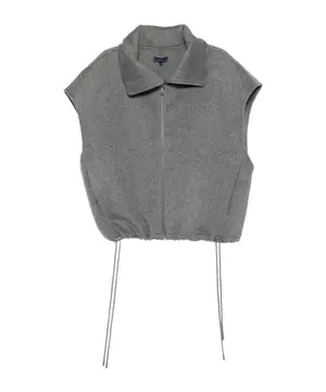 Soeur Collar Zip-up Sleeveless Vest - Grey
