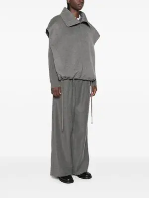 Soeur Collar Zip-up Sleeveless Vest - Grey