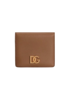 Dolce & Gabbana Calfskin Wallet With DG Logo Brown