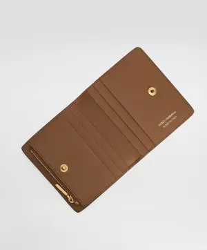 Dolce & Gabbana Calfskin Wallet With Dg Logo - Brown