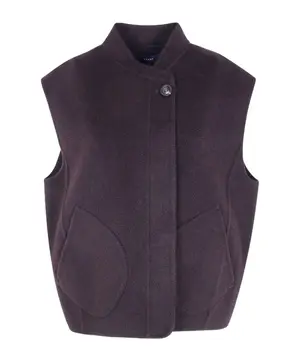 Soeur Stand Collar Sleeveless Vest - Black