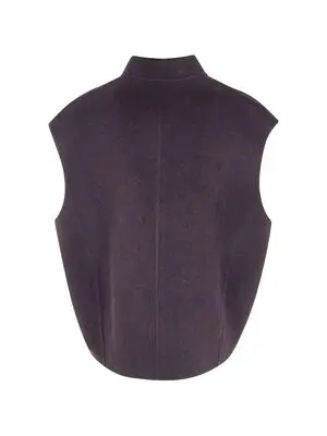 Soeur Stand Collar Sleeveless Vest - Black