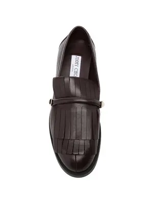 JIMMY CHOO Leather Loafers With Tassel Details
