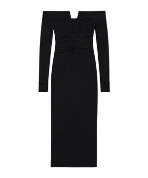 AMAZUIN Offtheshoulder Ruched Midi Dress - Black