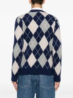 Eleventy Argyle Crew-neck Knitted Sweater