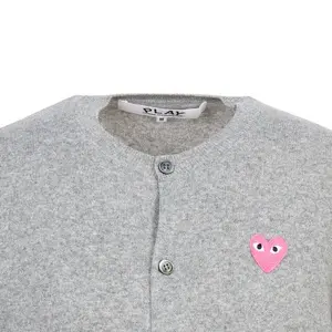 Play Comme Des Garcon Heart-patch Round-neck Cardigan