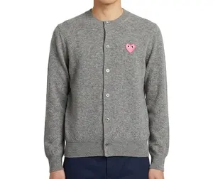 Play Comme Des Garcon Heart-patch Round-neck Cardigan