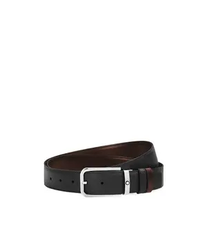 Montblanc 35 Mm Reversible Belt In Sartorial Leather With Rectangular Buckle - Black/ebony