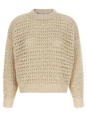 Brunello Cucinelli Dazzling Braids' Sweater - Cream